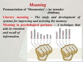 mnemonics in English | PPSX