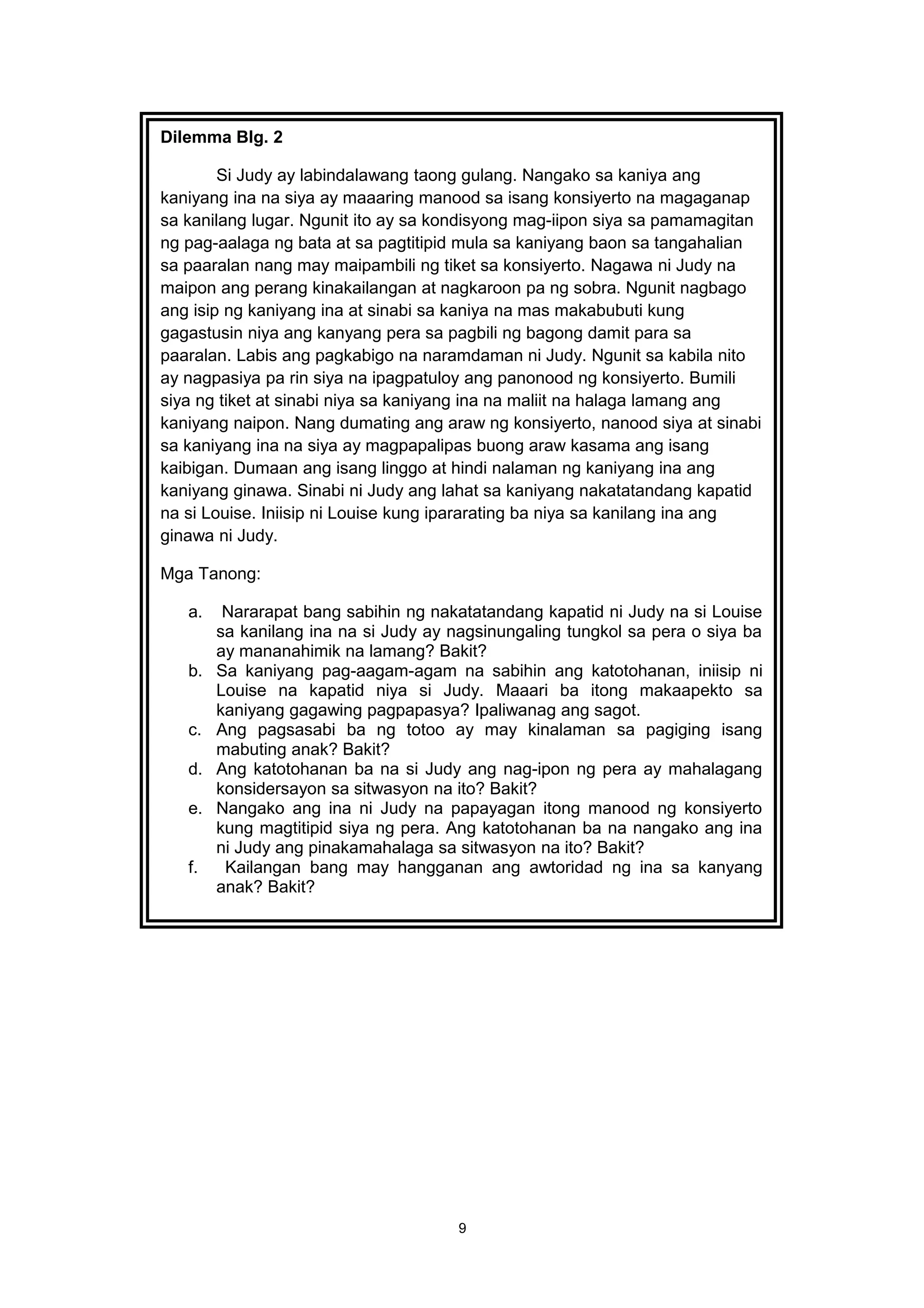 Edukasyon sa Pagpapakatao Modyul para sa Mag-aaral Grade 7 | DOC