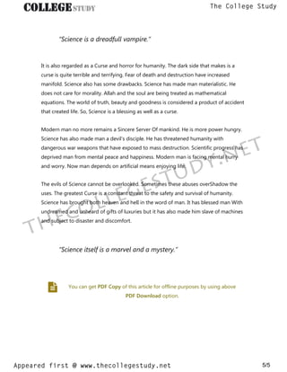 8 essay on wonders of science in english the college study | PDF