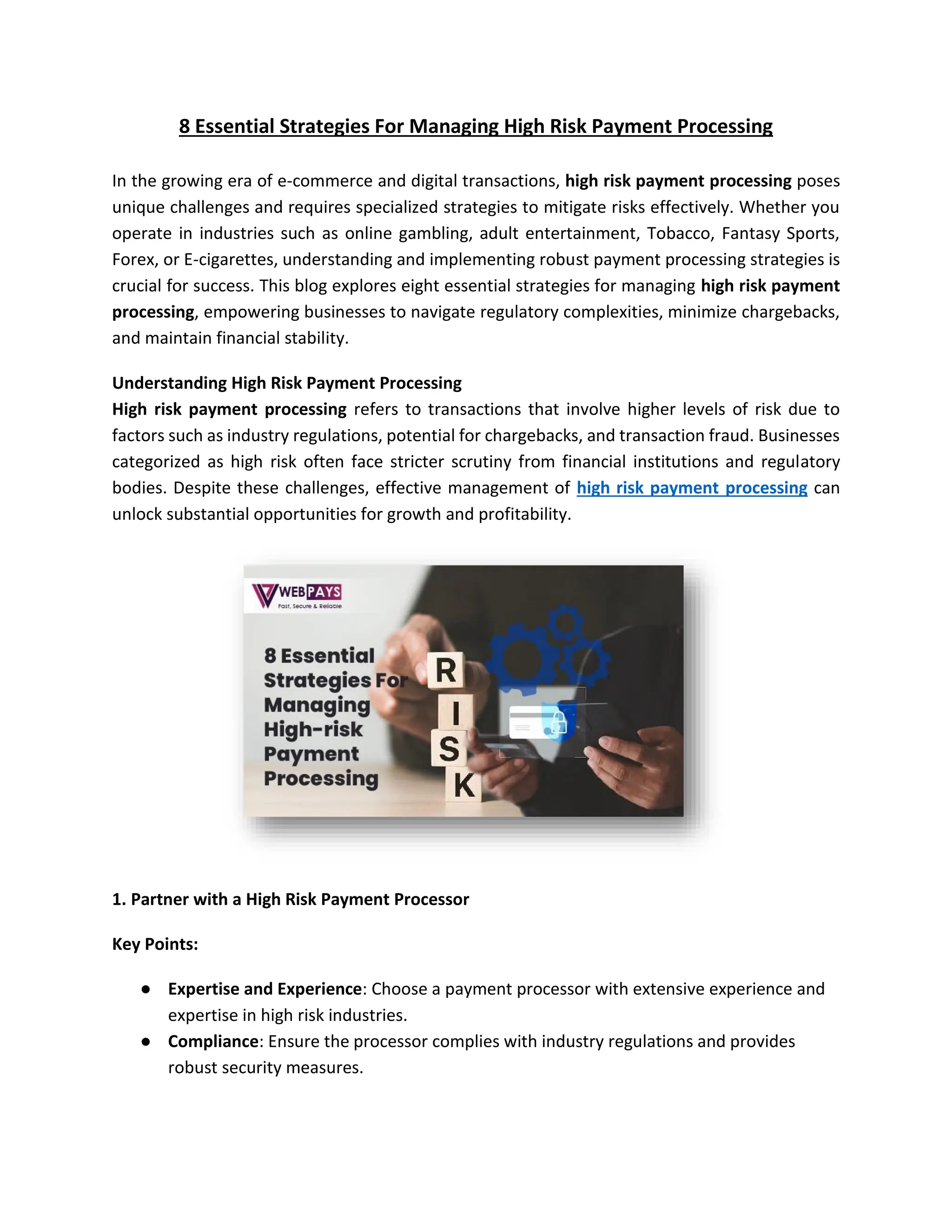 8 Essential Strategies For Managing High Risk Payment Processing | PDF