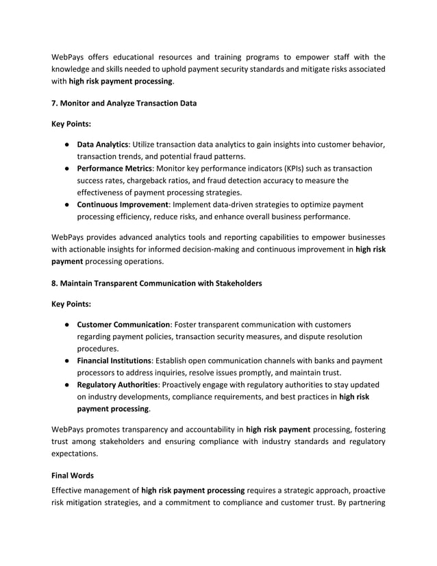 8 Essential Strategies For Managing High Risk Payment Processing | PDF