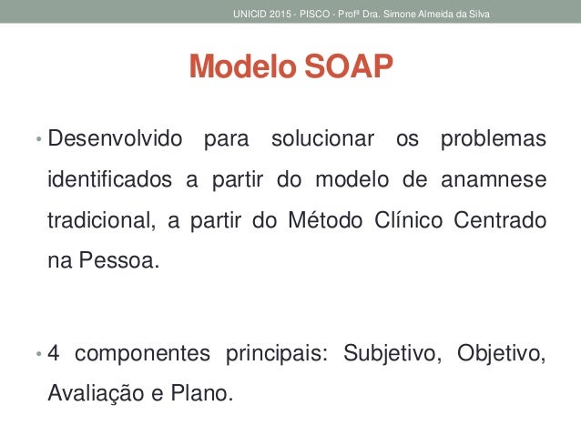 MCCP e anamnese modelo SOAP