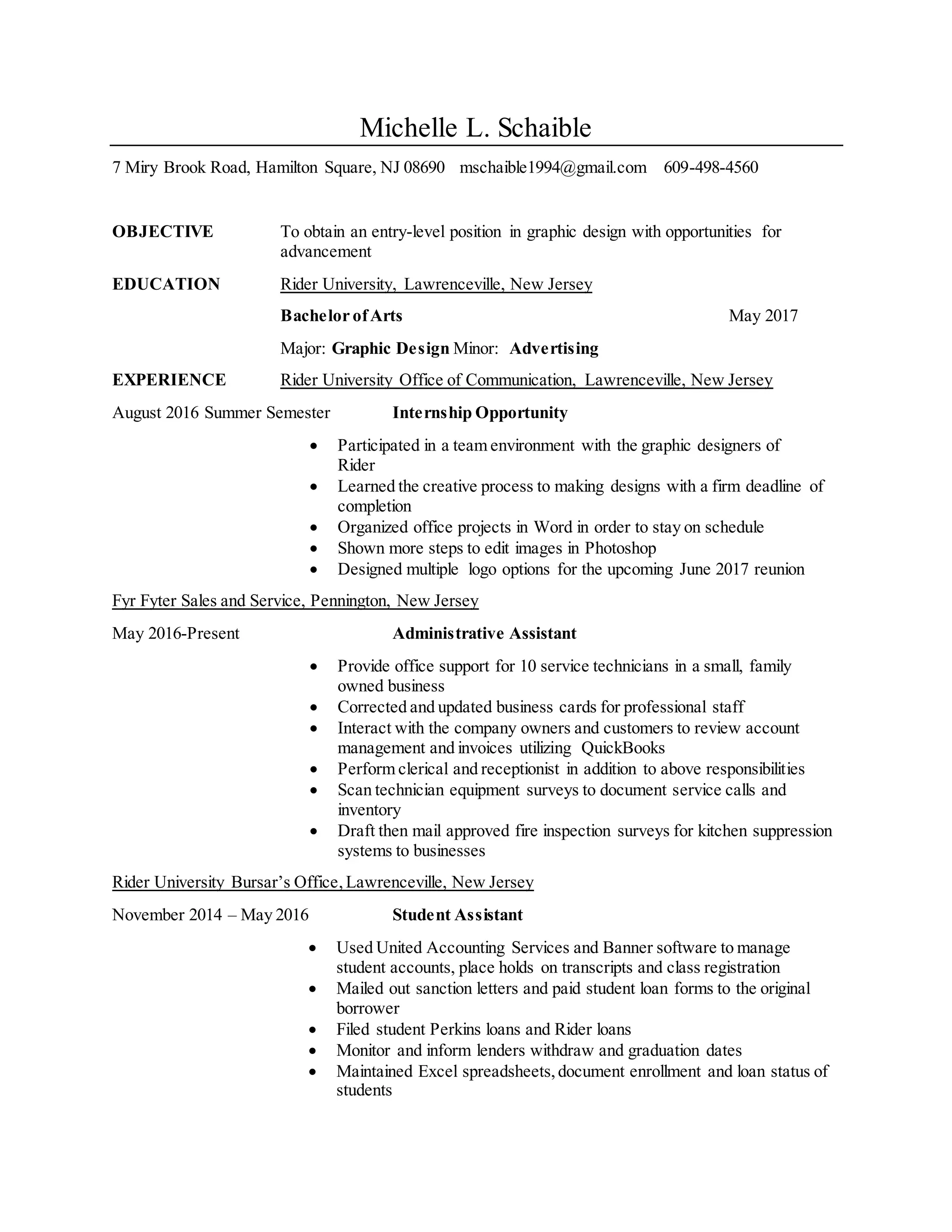 Schaible, Michelle Resume | DOCX