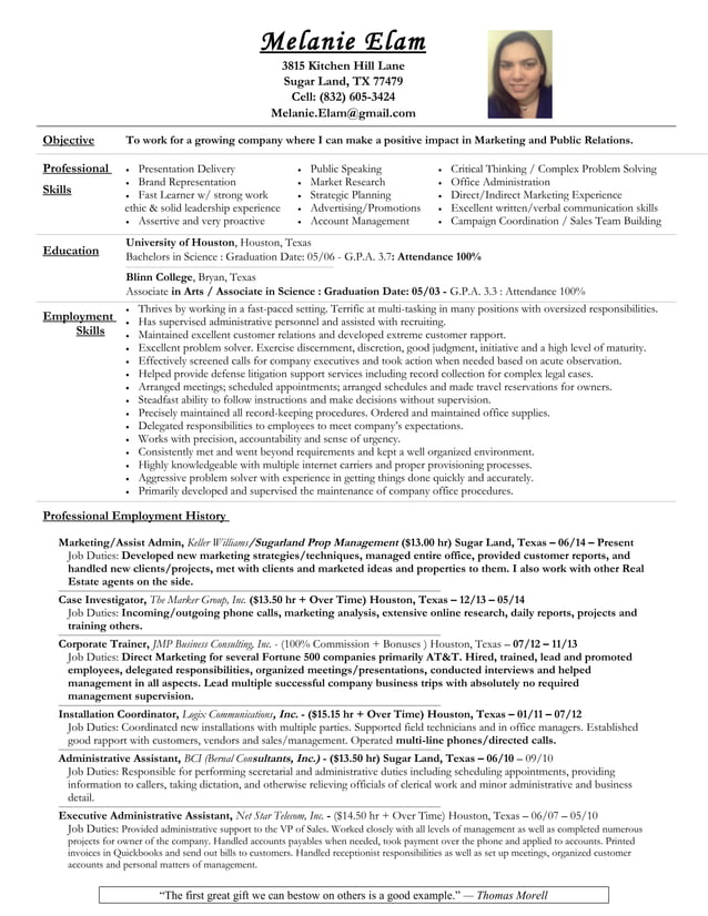 Melanie Marketing Resume - 2015 | DOC | Undergraduate Education | College Education