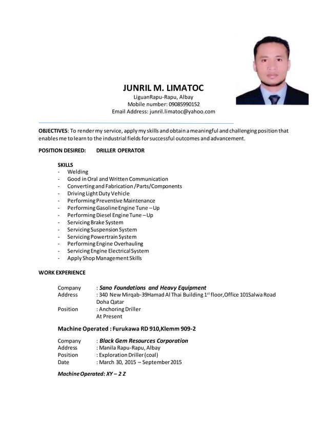 Junril Limatoc CV | DOCX