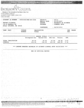 Excelsior College Graduation Transcript-- | PDF