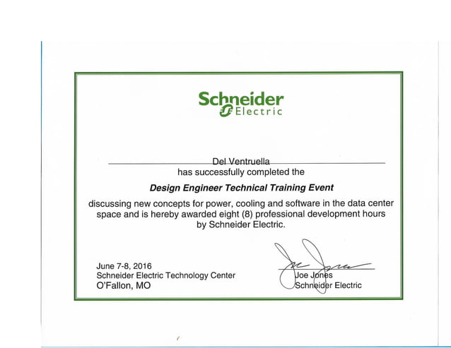 schneider electric certificate from two day course | PDF