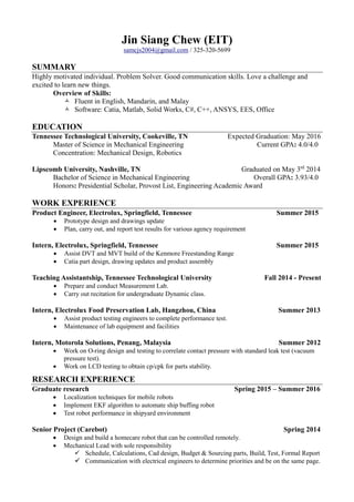 Resume ( Jin Siang Chew ) | PDF