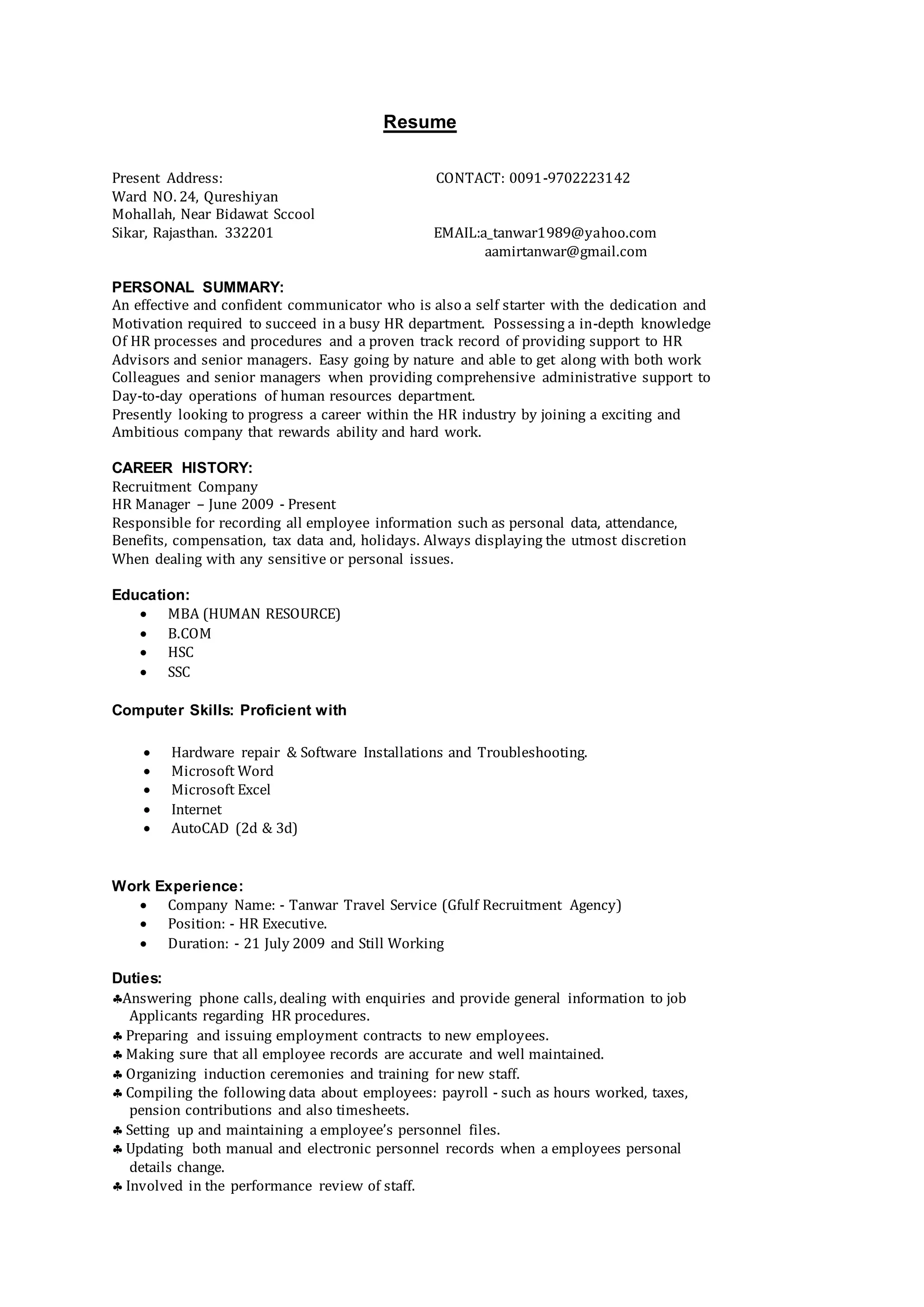 Aamir CV | DOCX