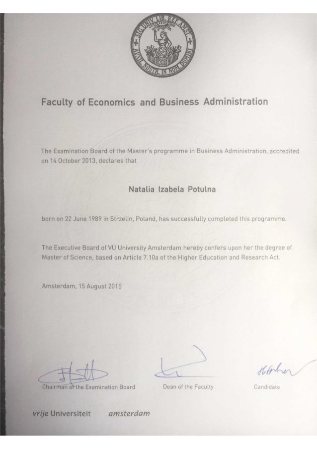 Sample Of A Master S Diploma