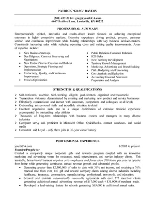 Patrick Greg Bayers Bio & Resume | DOCX