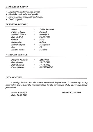 CV- JITHIN (1) (1) | PDF