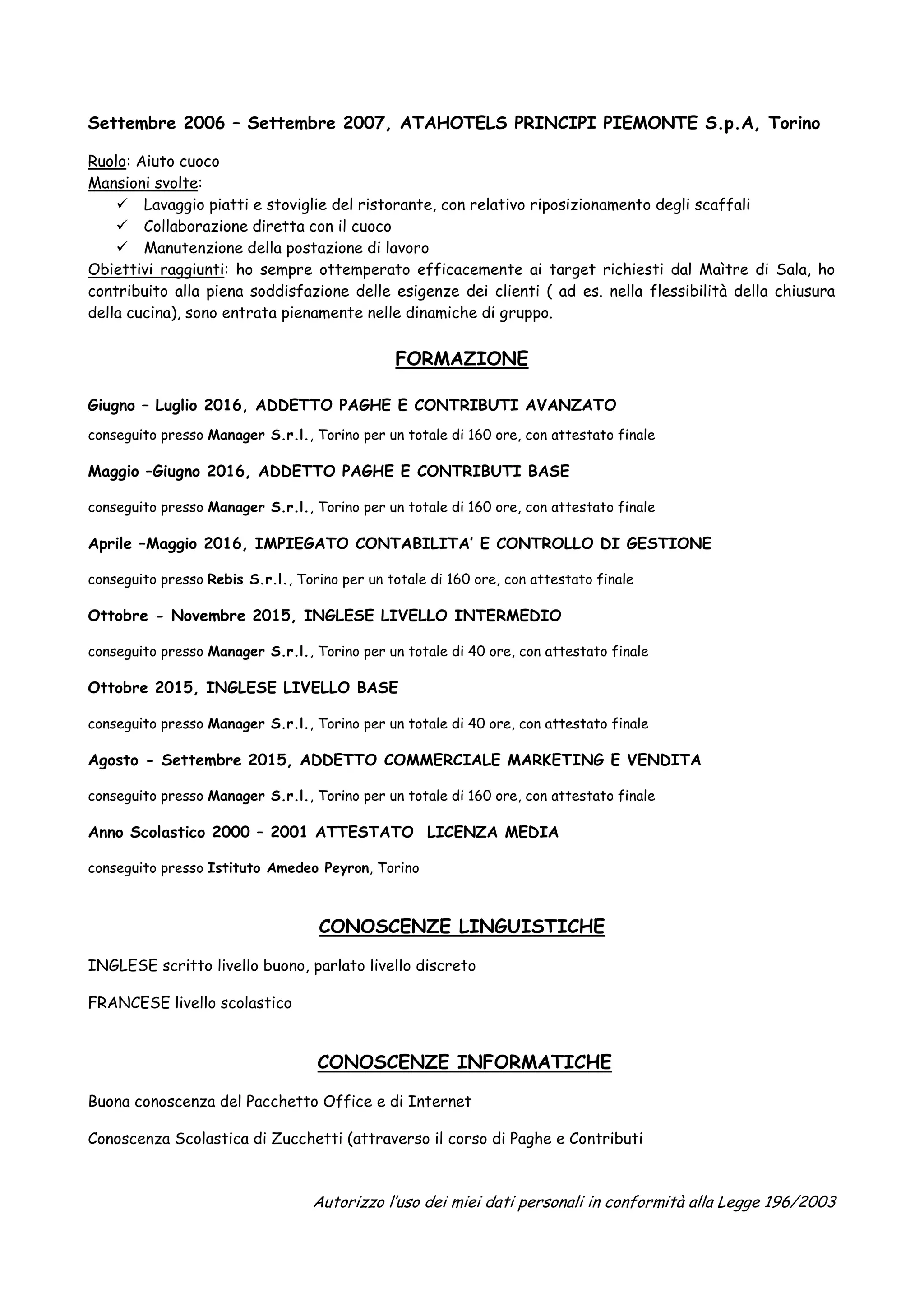 Cv Francesca Fabbri | PDF