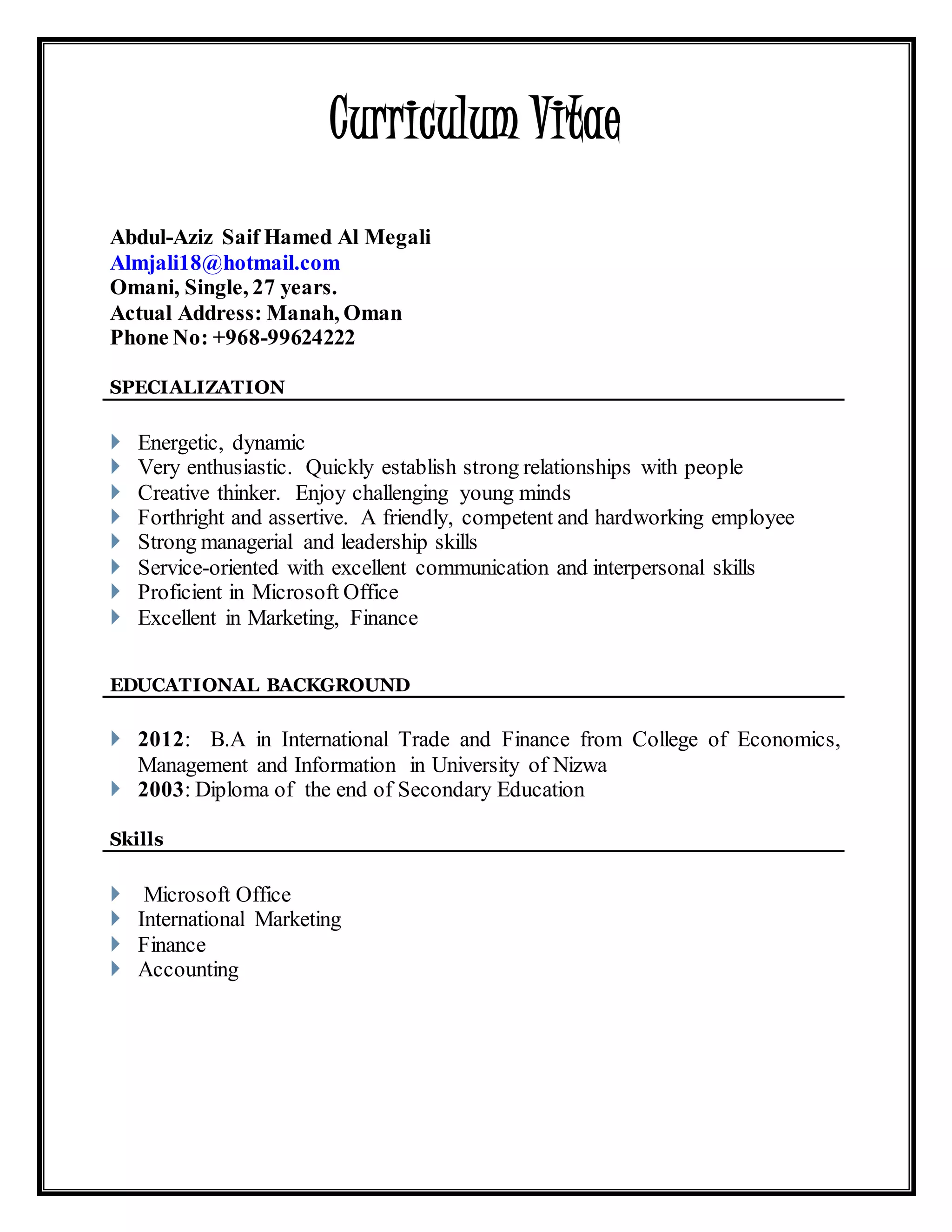 Abdulaziz Almegali CV | DOCX