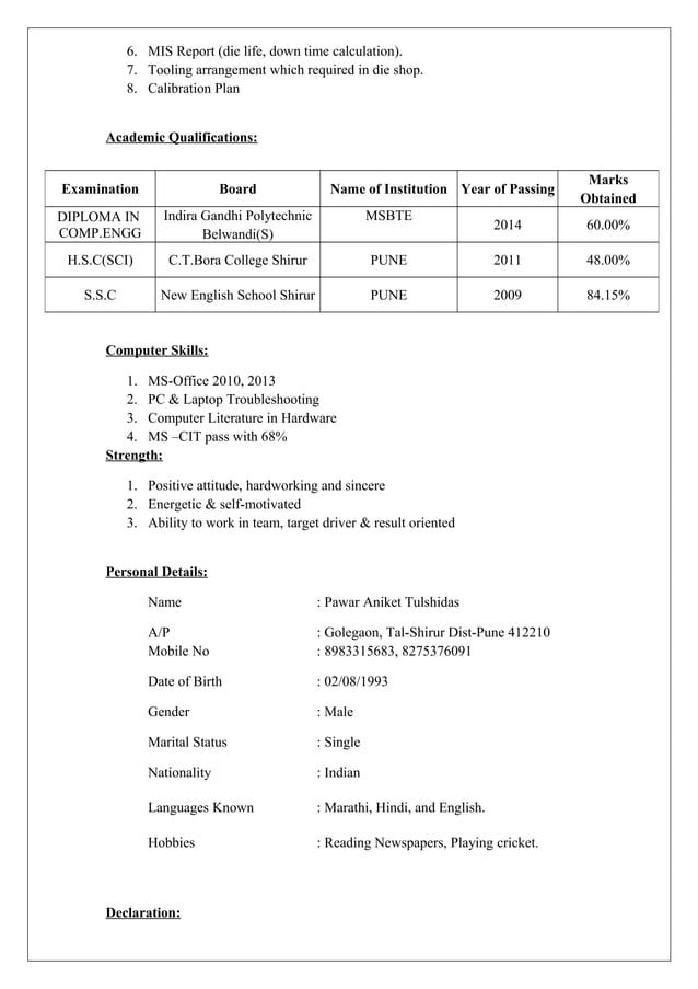 Updated CV Aniket Pawar | PDF