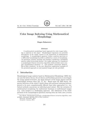 Zaharescu__Eugen Color Image Indexing Using Mathematical Morphology | PDF | Geology | Science