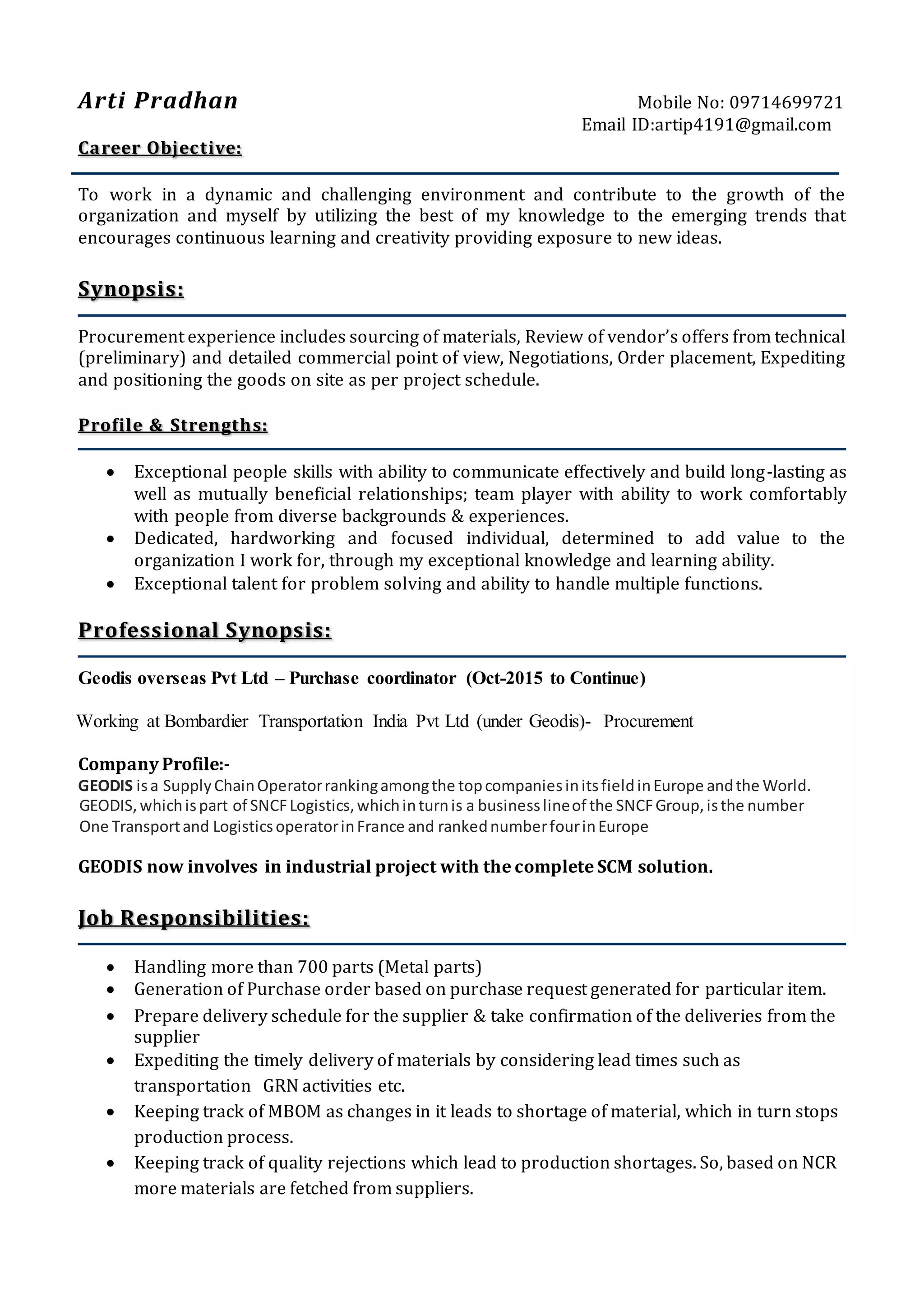 Arti-Purchase Engineer | PDF