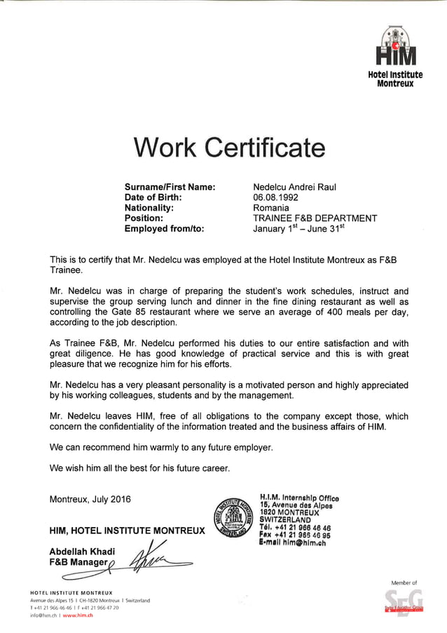 HIM certificate | PDF