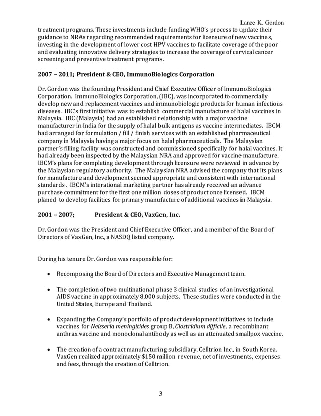 Lance Gordon CV 03042015 | DOCX | Infectious Diseases | Diseases and ...