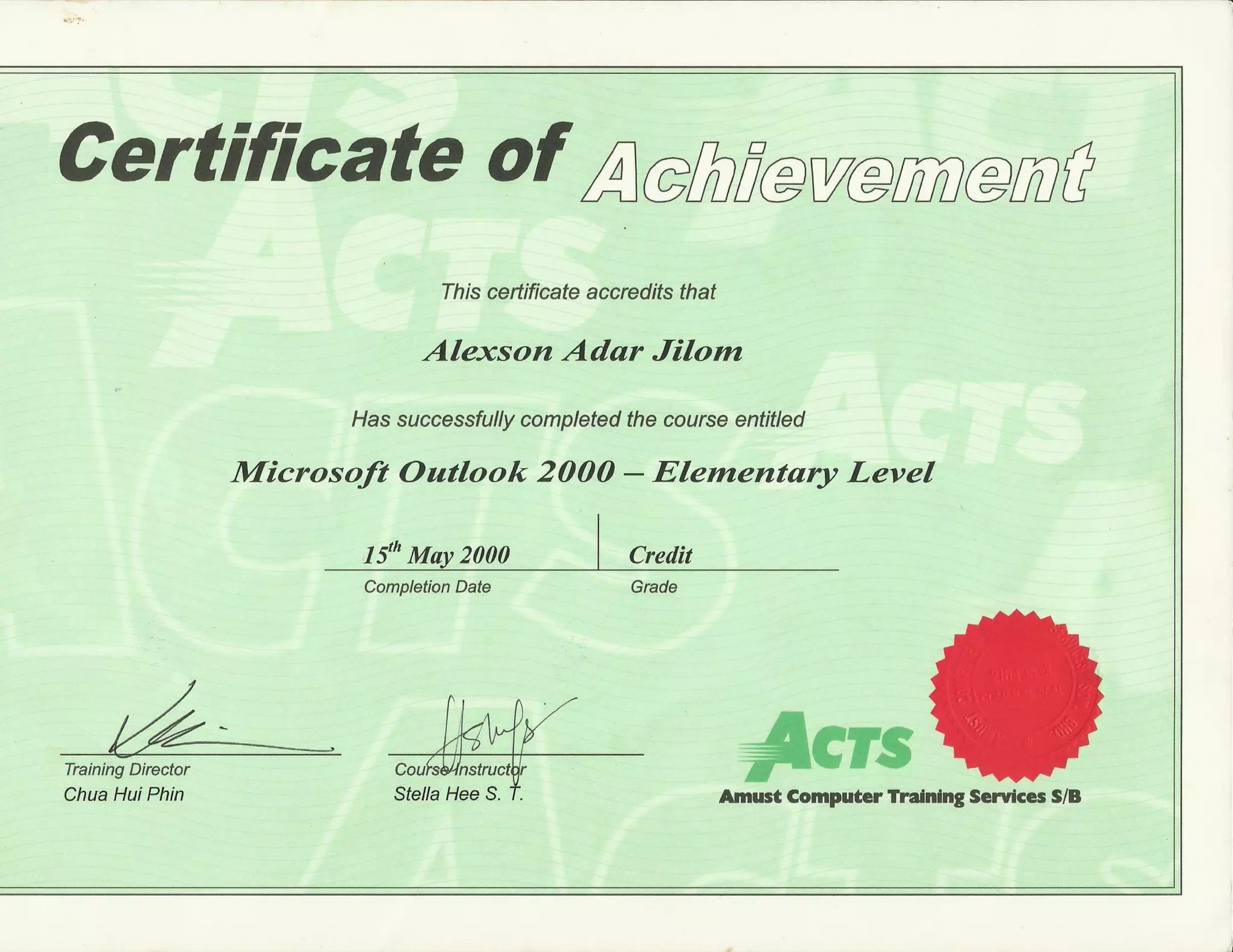 Alexson Adar Jilom Certificate | PDF