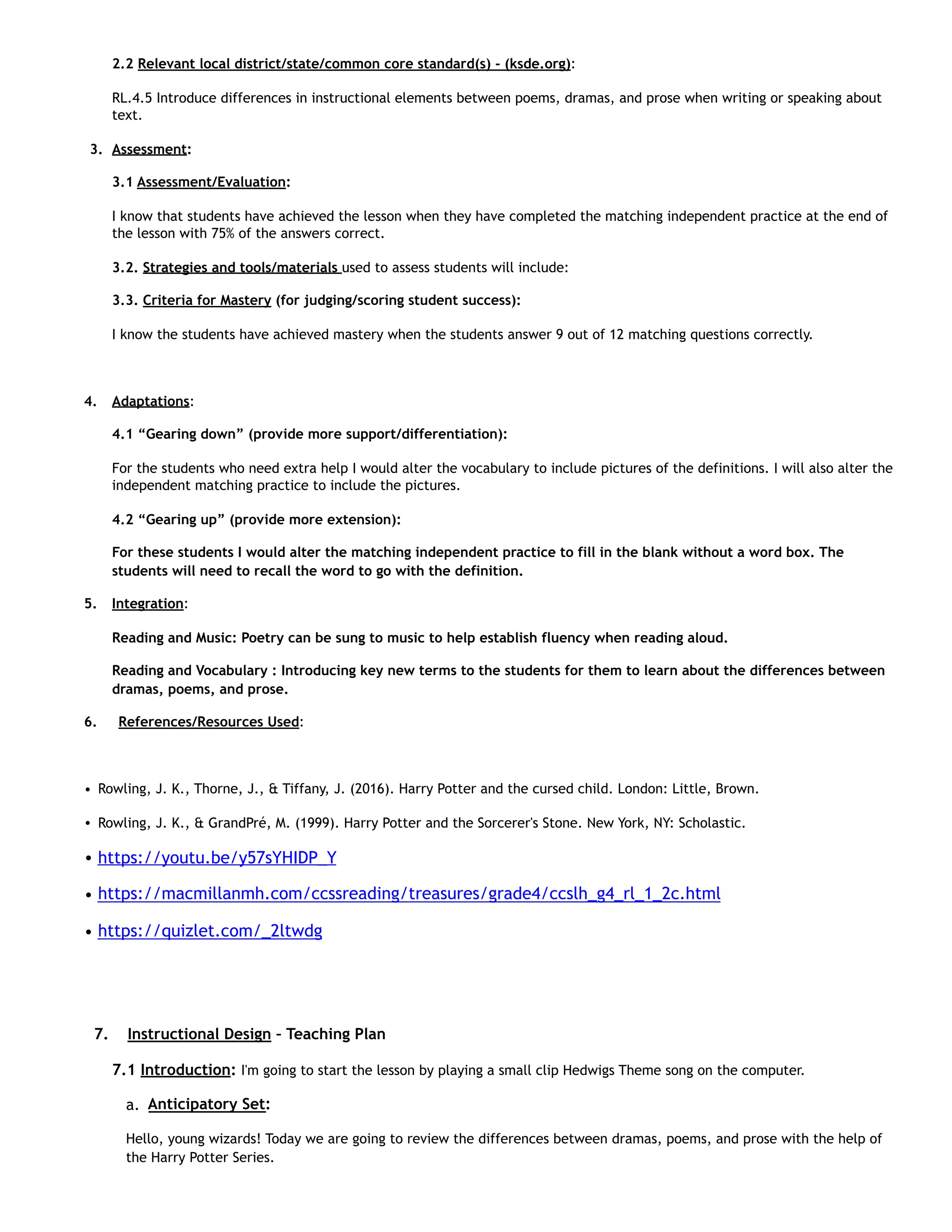 ELA Lesson plan | PDF