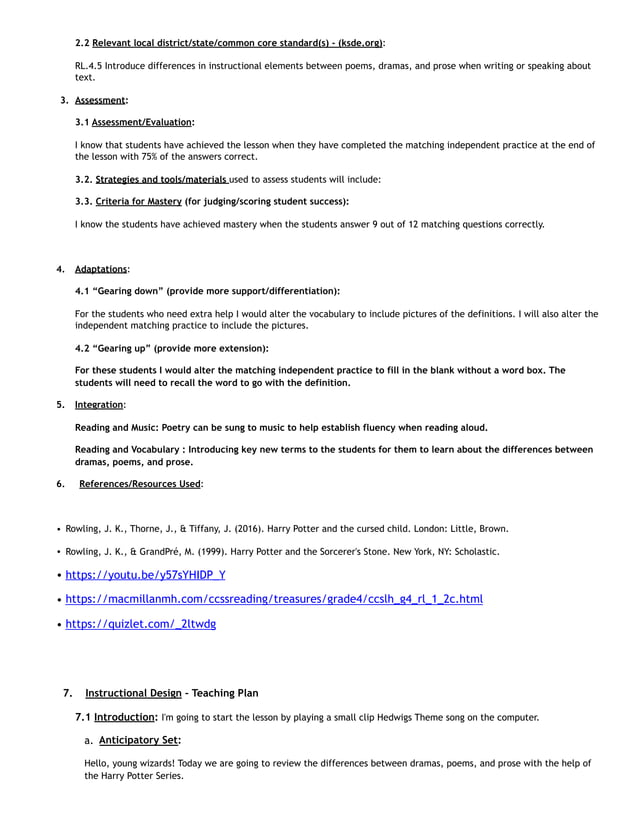 ELA Lesson plan | PDF