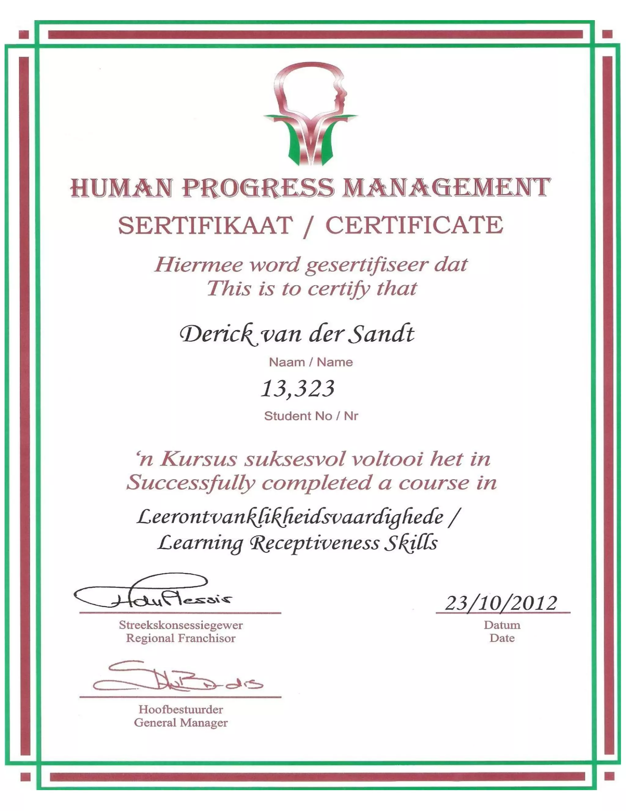 HPM (Human Progress Management) Certificate | PDF