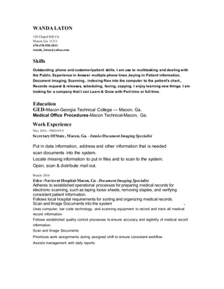 Resume Wanda M Laton | DOCX