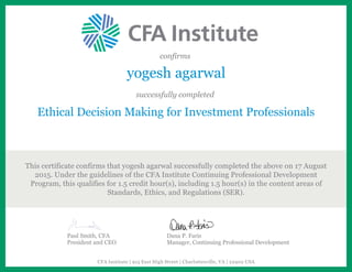 Certificate -Ethics | PDF