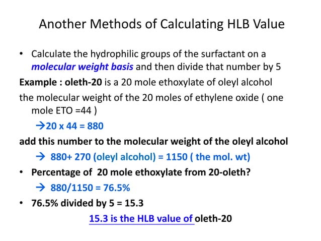 Determining HLB Value | PPTX | Chemistry | Science