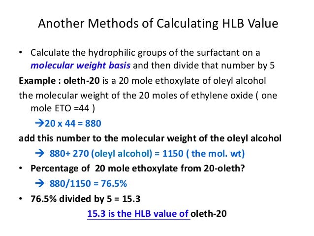 Determining HLB Value