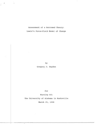 Assessment - Lewin's Force-Field Model of Change | PDF