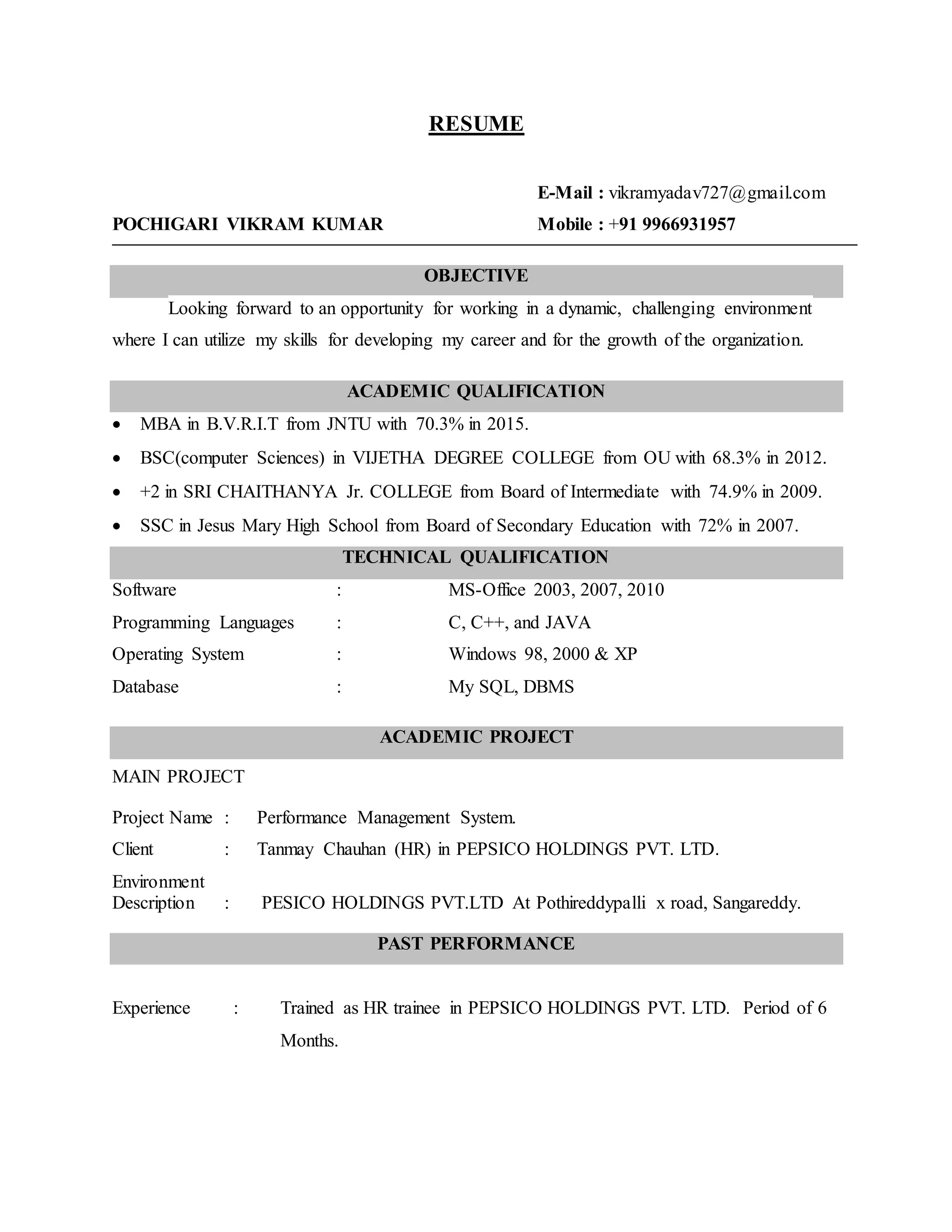 vikram resume | DOCX