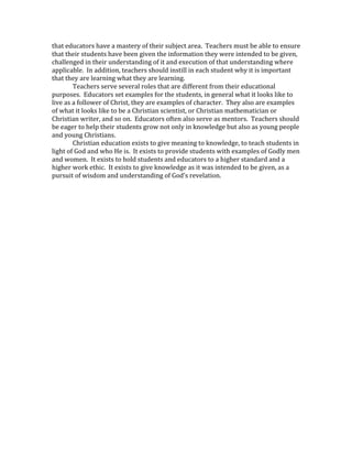 Philosophy of Christian Education | PDF