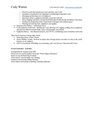 Cody Warren Resume 2014 | DOCX