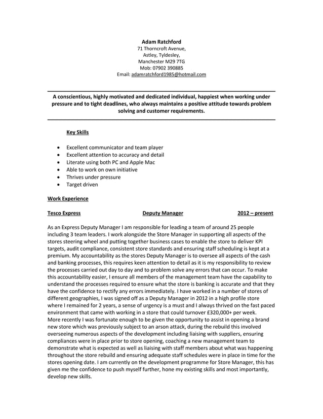 Adam Ratchford CV | PDF