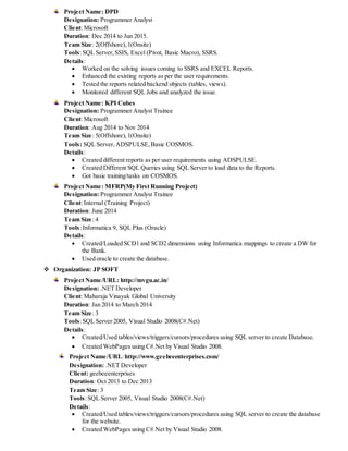 Software Developer with 2.8 years experience | DOCX | Databases ...