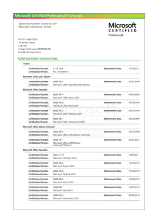 Bentley Beckles - MCT 2015 - 2016 Transcript | PDF