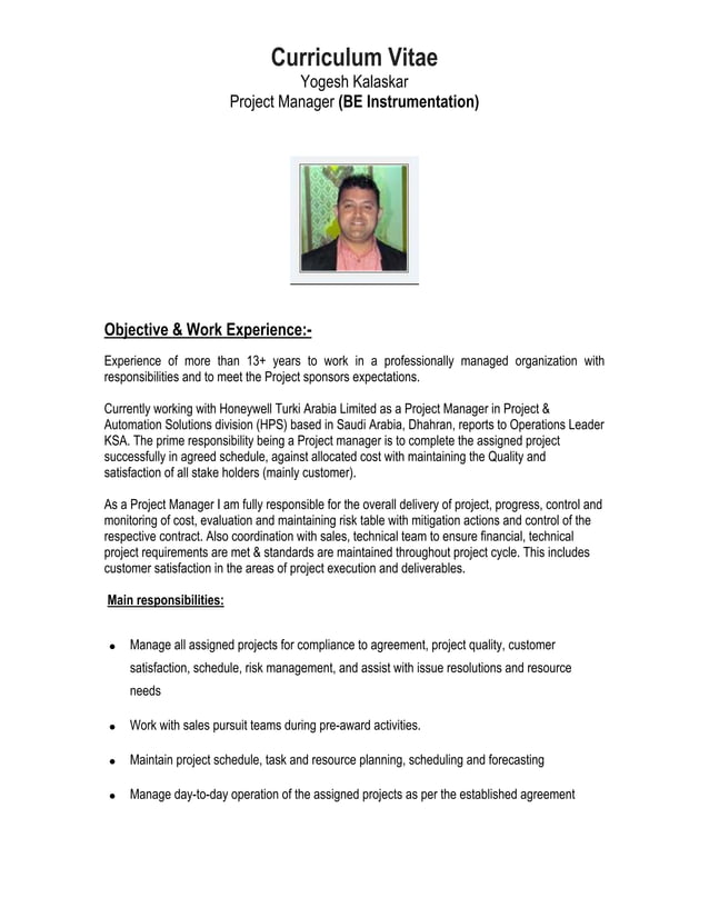 Yogesh Kalaskar_Project Manager CV | PDF