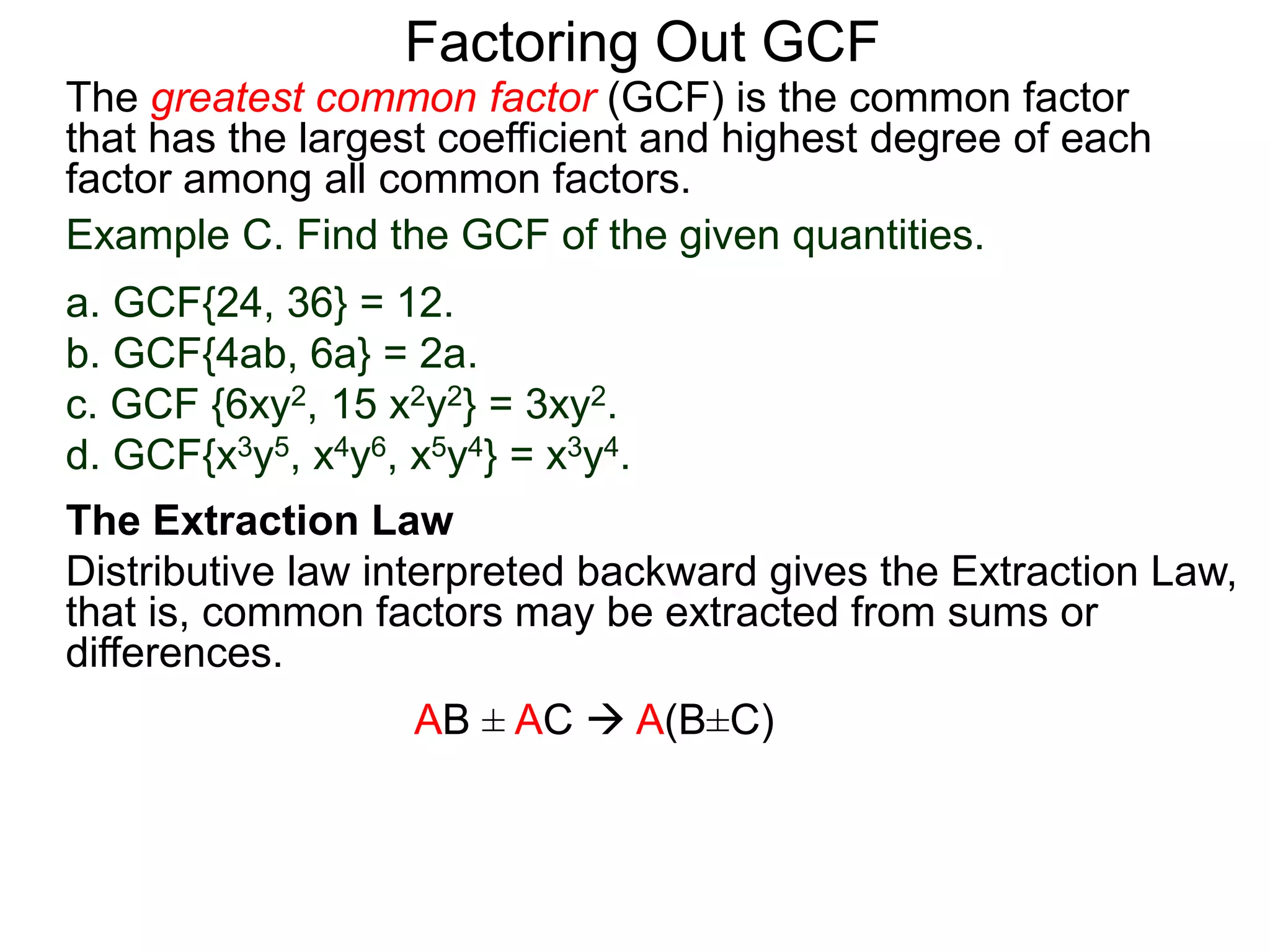8 factoring out gcf | PPTX
