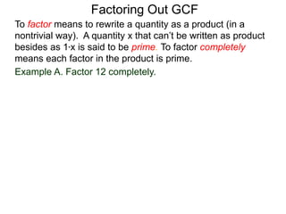 8 factoring out gcf | PPTX