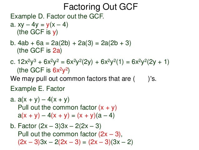 8 factoring out gcf