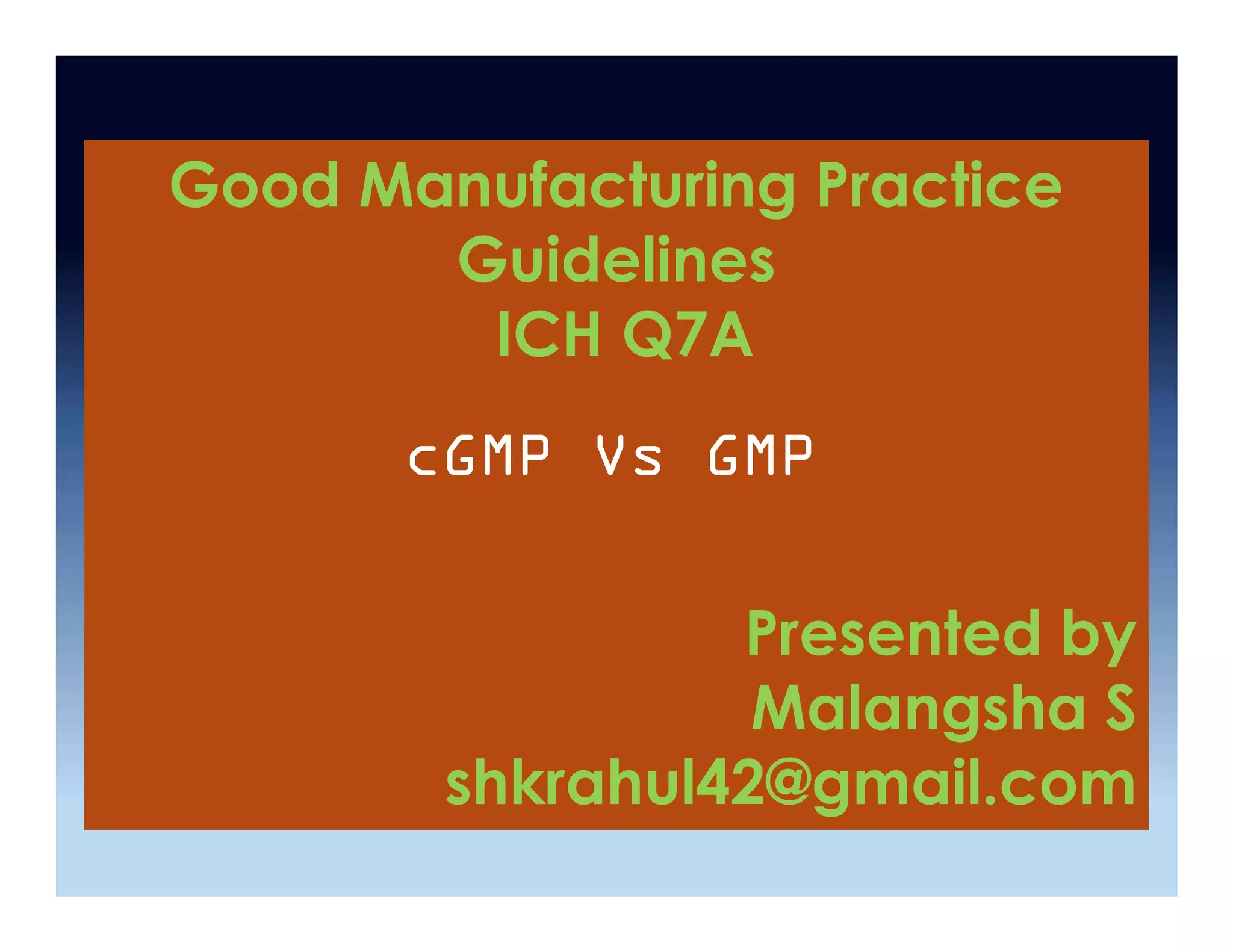 cGMP Vs GMP presentation | PDF