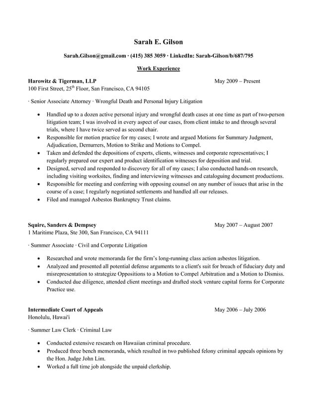 Sarah Gilson.Resume.2015 | Legal Services Industry | Industries