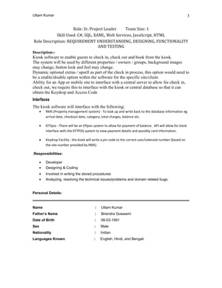 Uttam Resume(Dot Net Developer) | DOC | Programming Languages | Computing