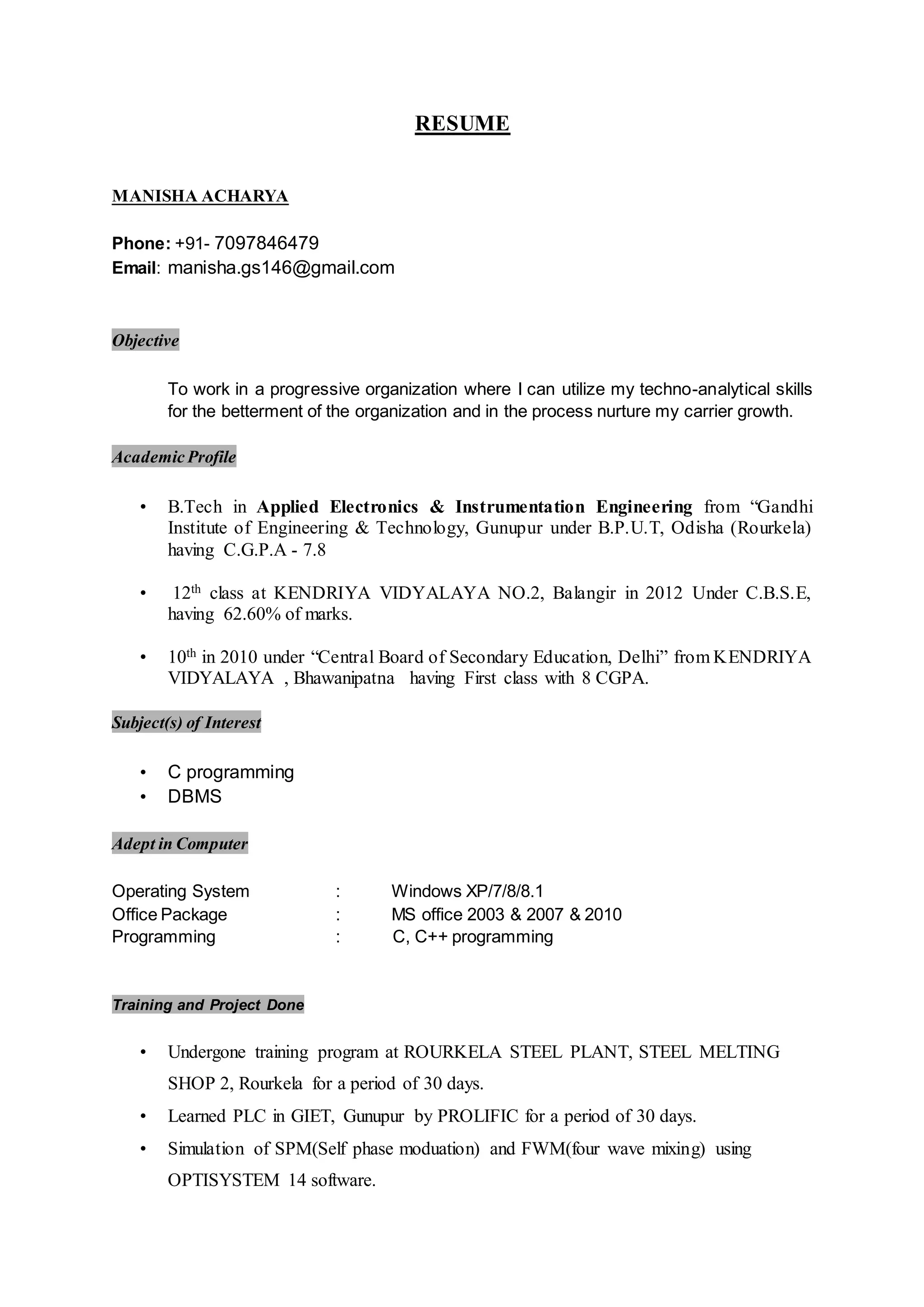 manisha Resume 1 | DOCX