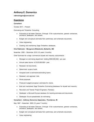 Anthony C Domenico Resume | DOCX