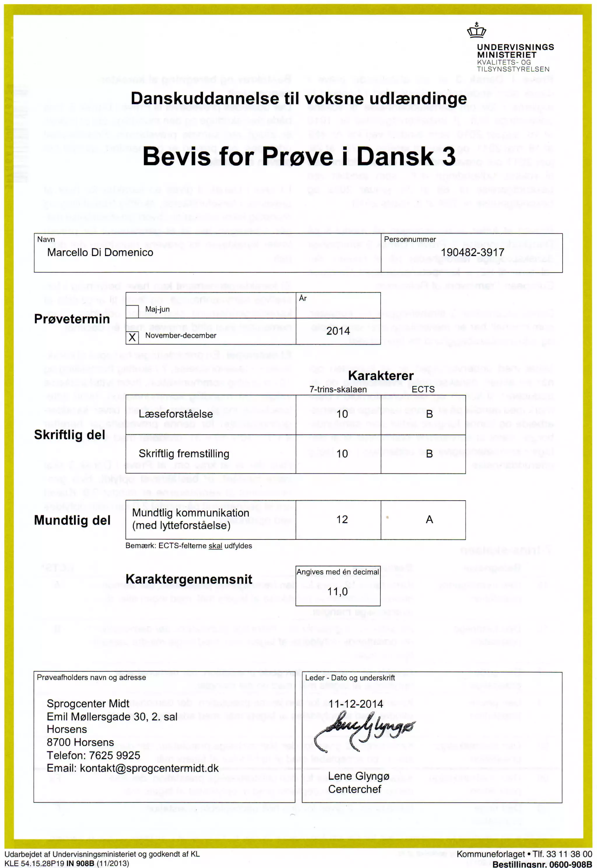 Bevis for Prøve i Danske 3 | PDF