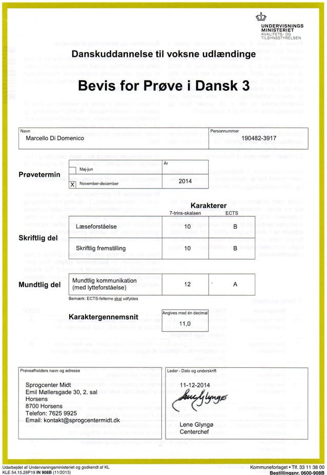Bevis for Prøve i Danske 3 | PDF