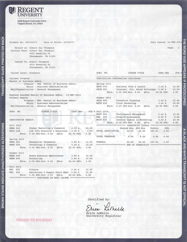 RegentLetter.Transcripts | PDF